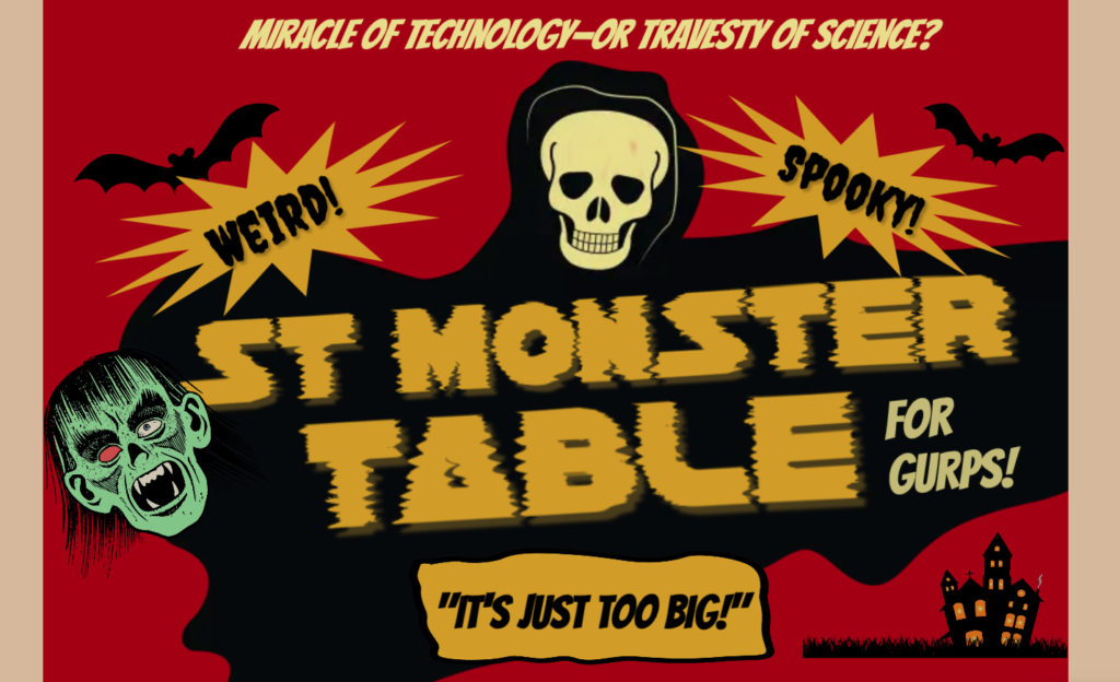GURPS resource: ST Monster Table – Games Diner